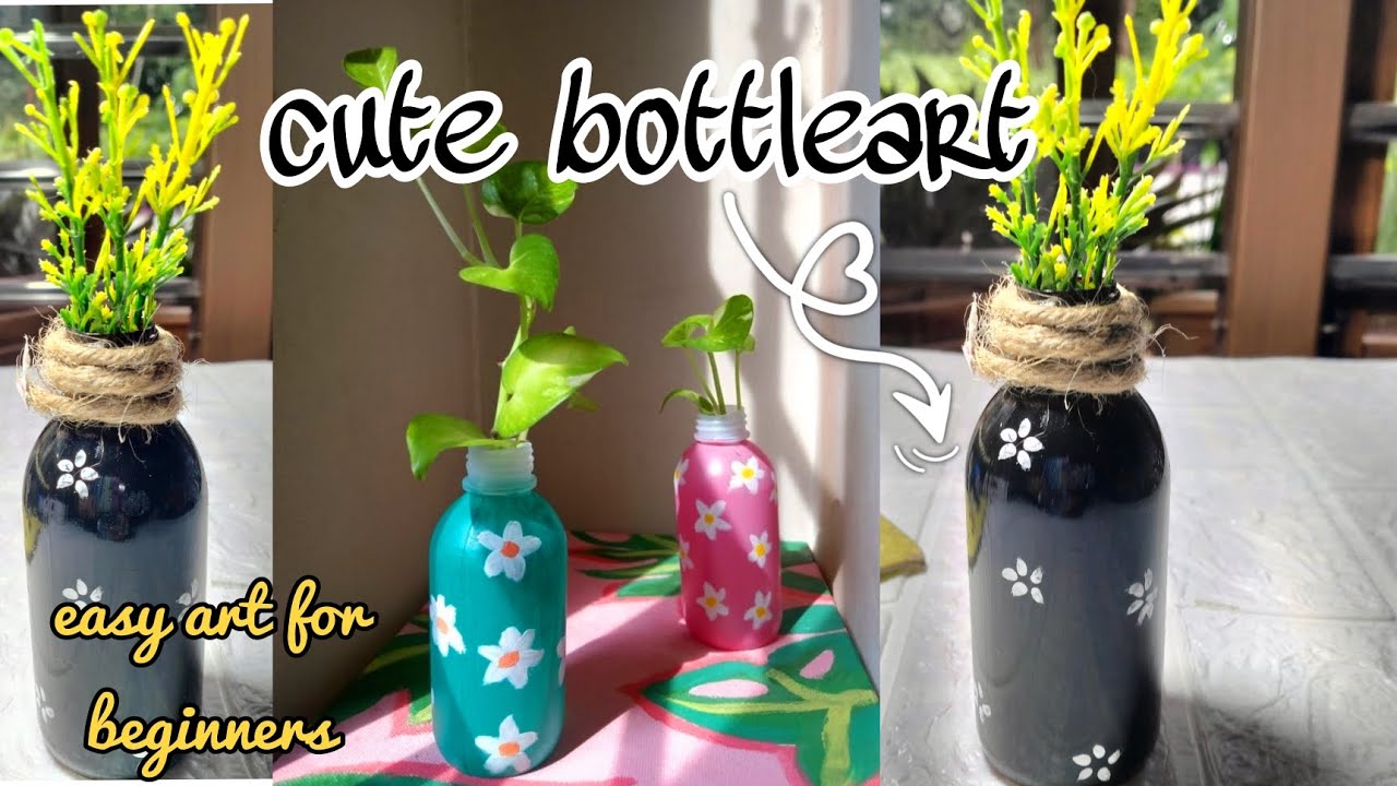 easy 🎀bottleart |DIY cute mini bottle art 🖌️ - YouTube