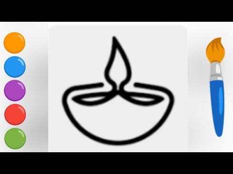 Diya Drawing, Painting and Coloring for kids and Toddlers / draw Diya # ...