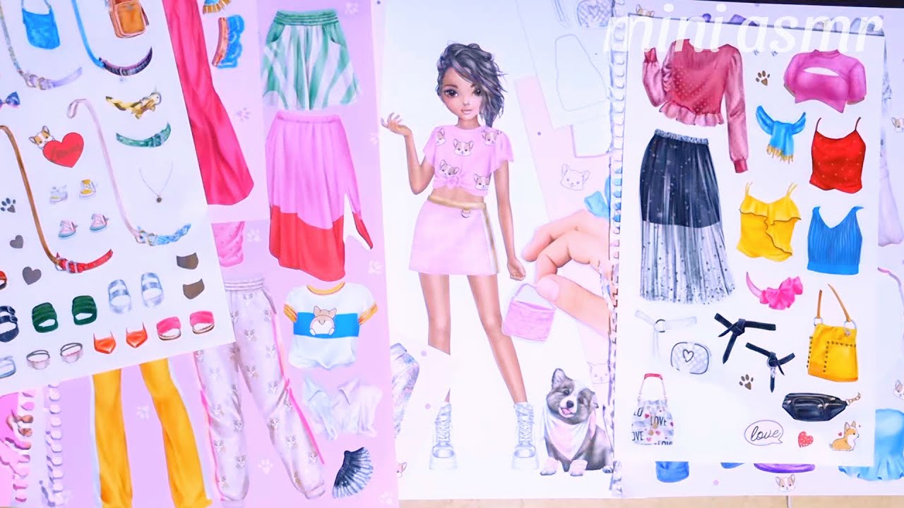 [ToyASMR] Satisfying with Sticker book top model Dress Up 1 - YouTube