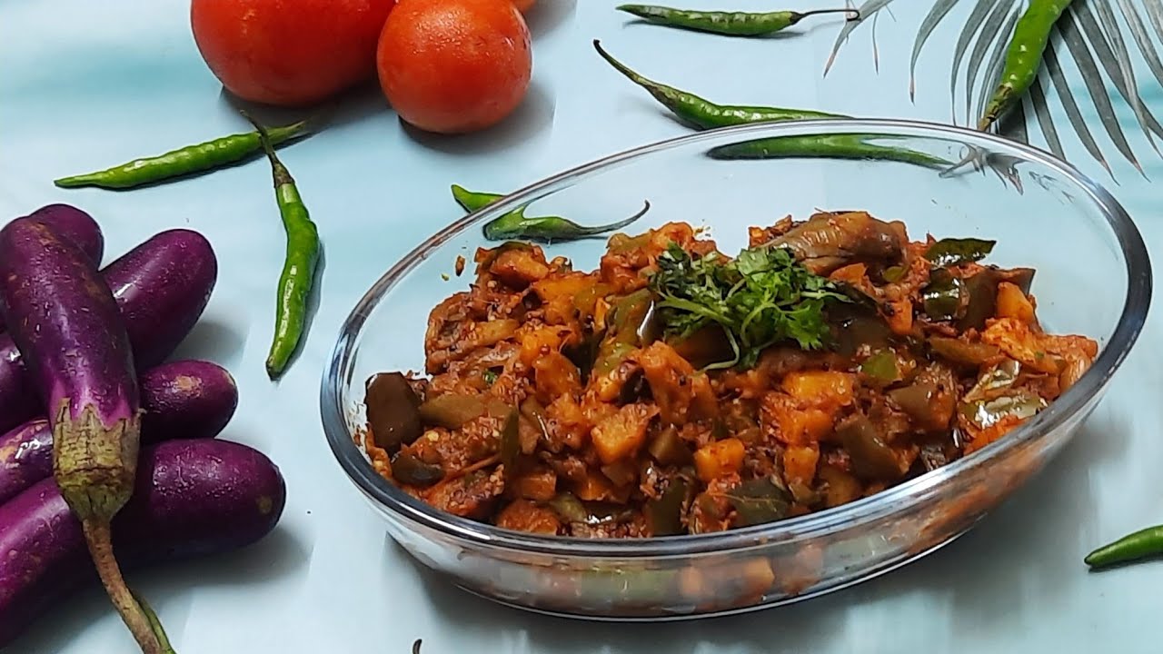 Brinjal Potato Capsicum Curry Recipe in Telugu T. Anu s Kitchen - YouTube