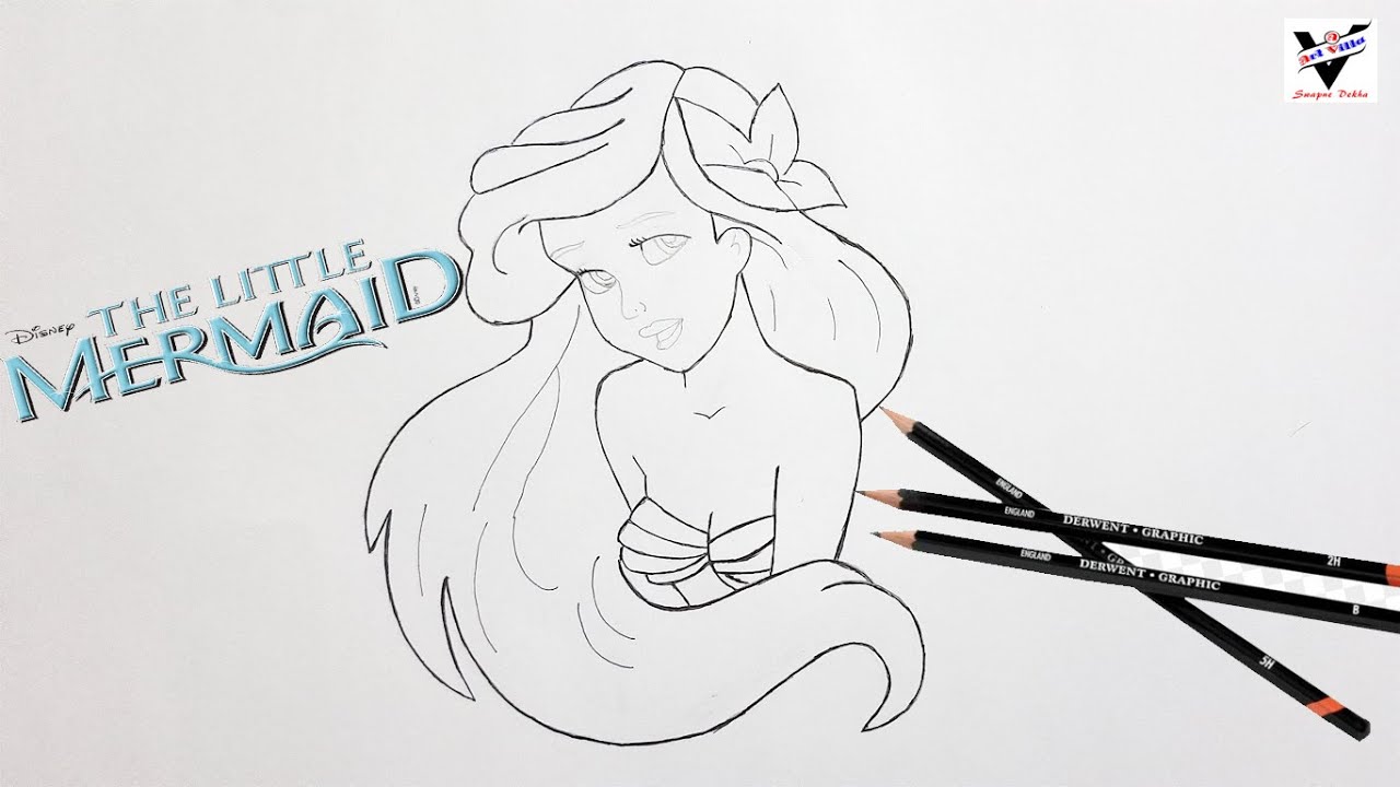 Pencil Drawings Of Ariel The Little Mermaid Easy