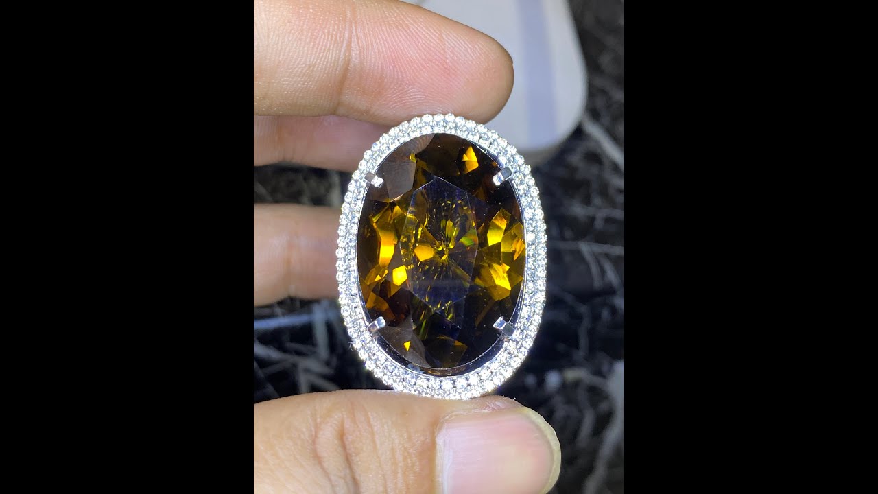 Natural 50.32ct jumbo sinhalite srilanka ring handmade - YouTube