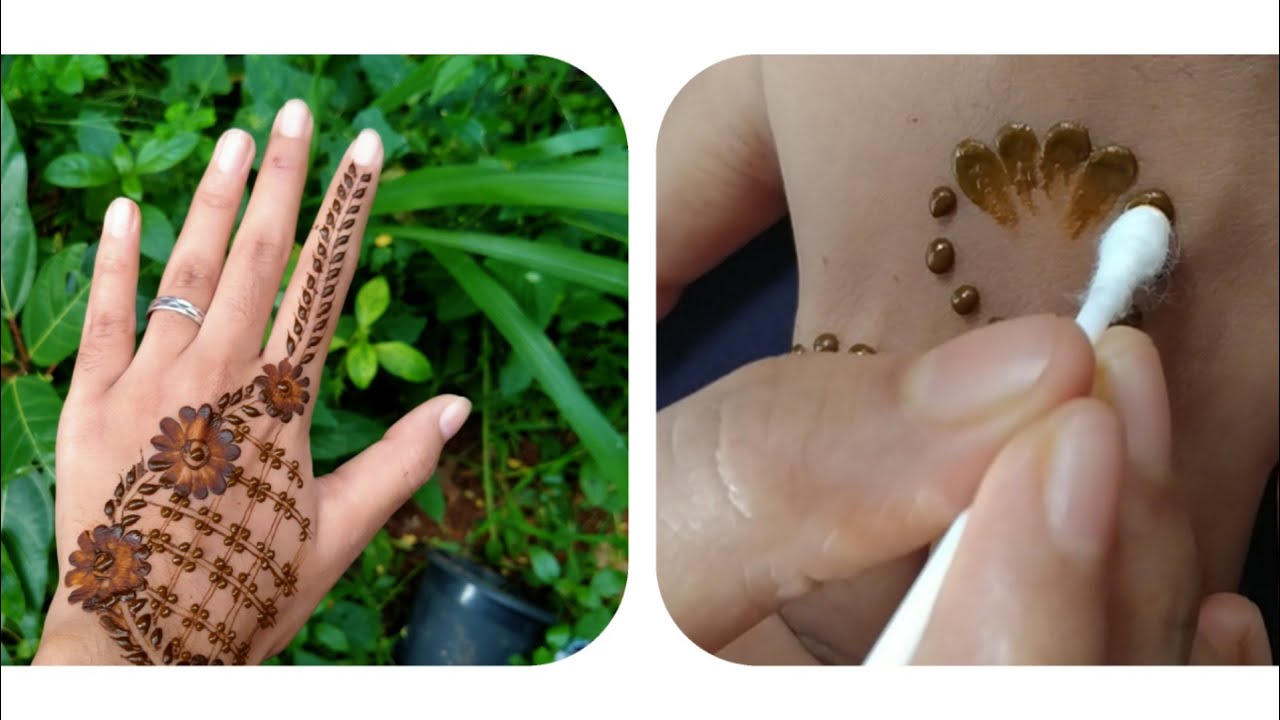 Mehandi design using organic henna cone|Home made henna cone|simple ...