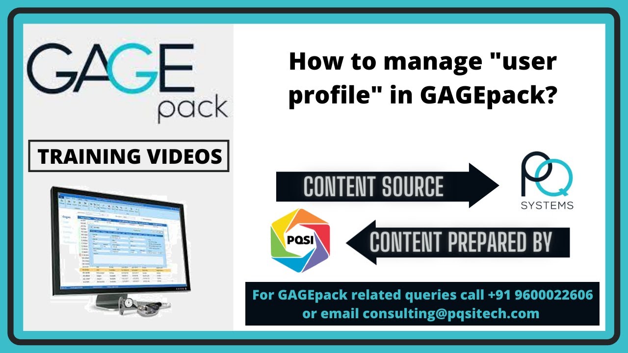 GAGEpack training videos - How to manage "user profile" in GAGEpack ...