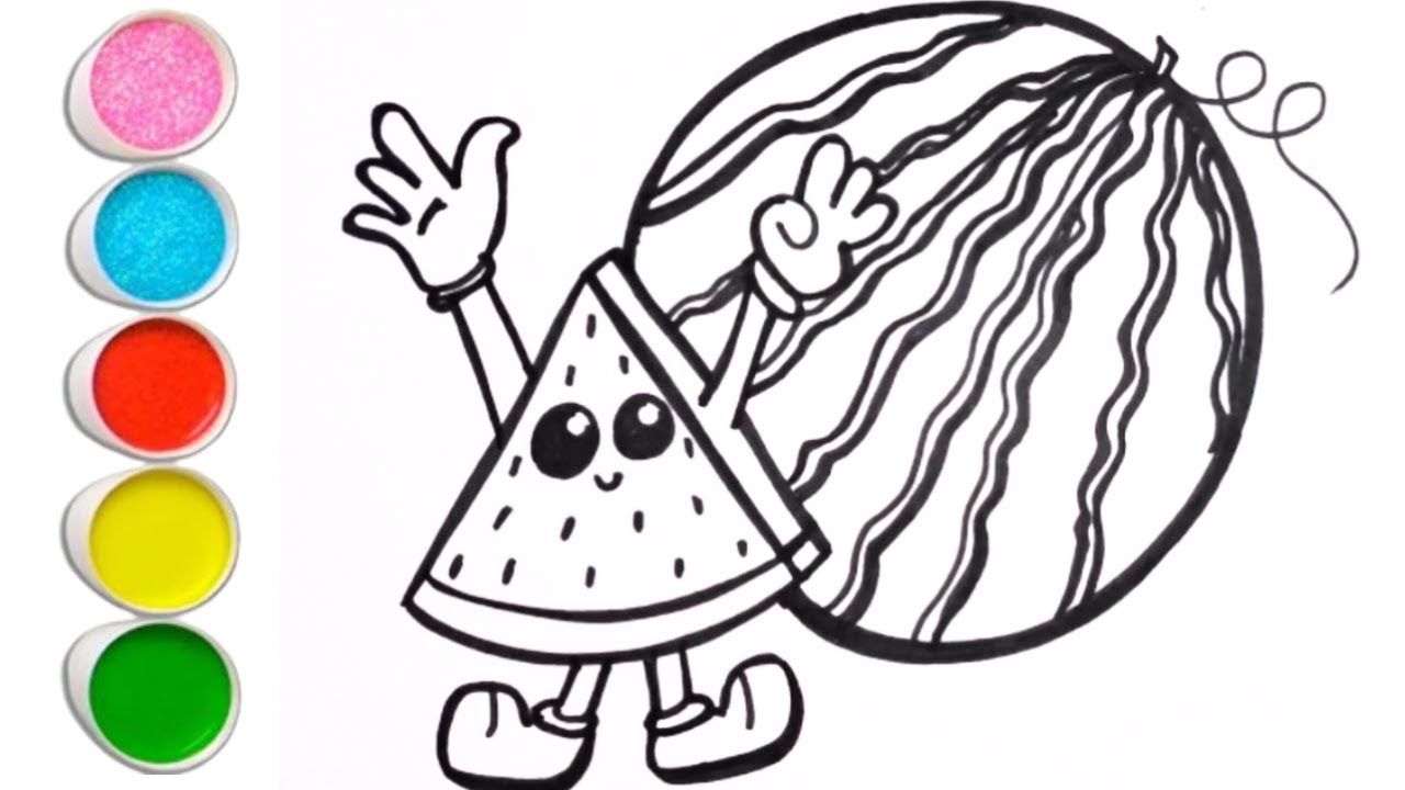 🍉 Cartoon Watermelon Drawing, Coloring & Painting Fun for Kids ...