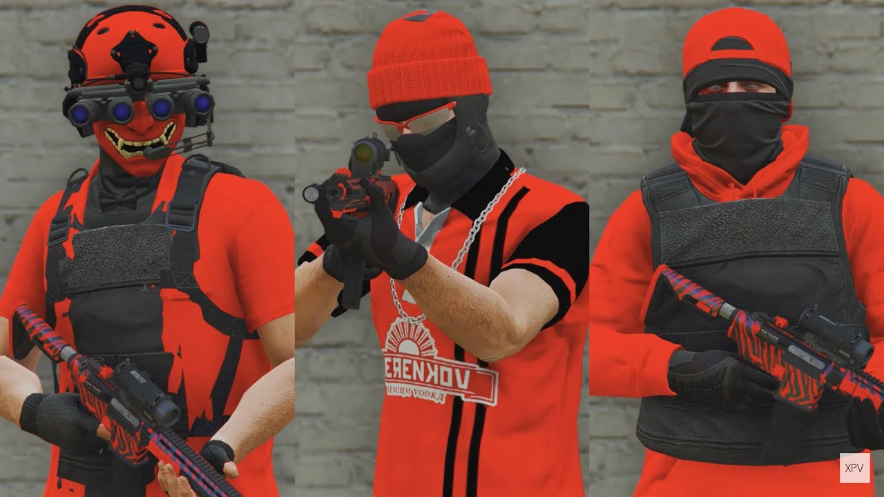 GTA V - 5 Easy Tryhard Outfits Tutorial #121 (Red outfits 2023) - YouTube