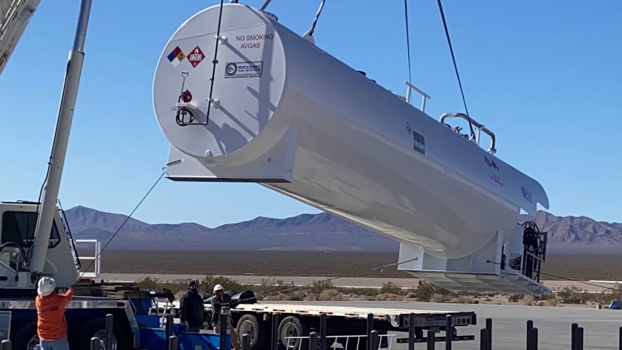 Beatty Airport Aviation Fuel Tank installed - YouTube