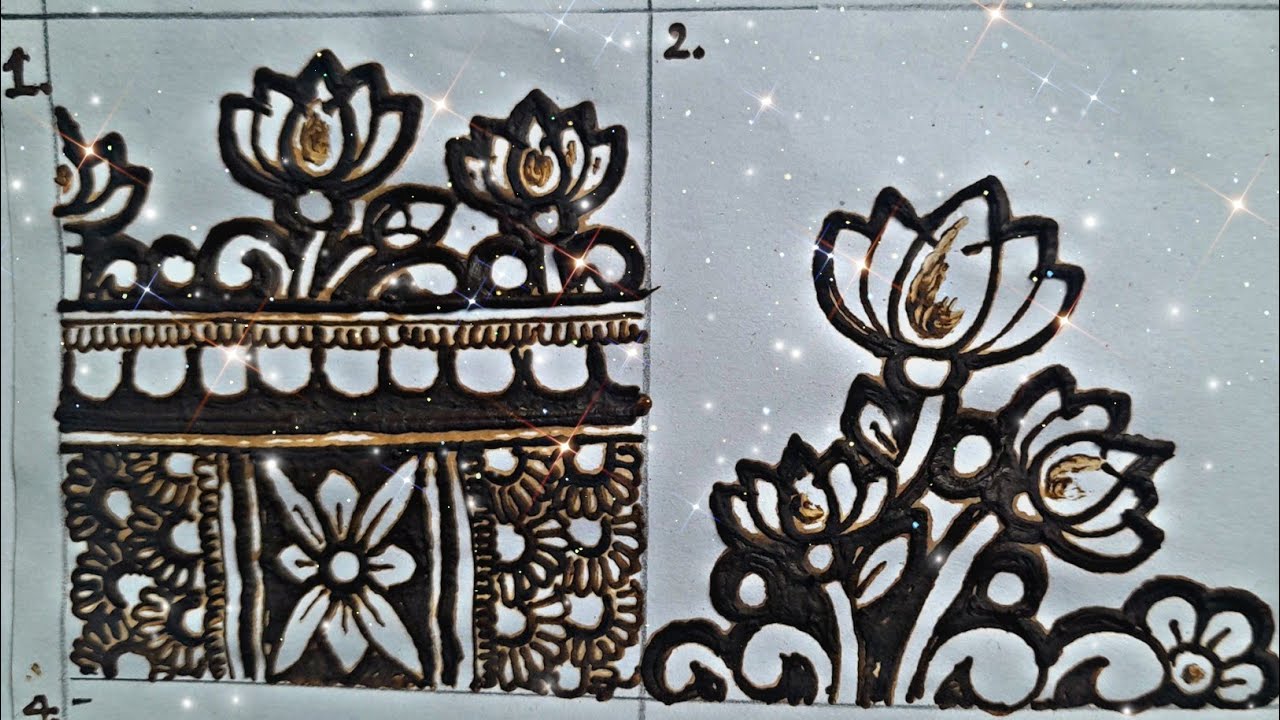 mehendi design on paper /lotus flower full decorated - YouTube
