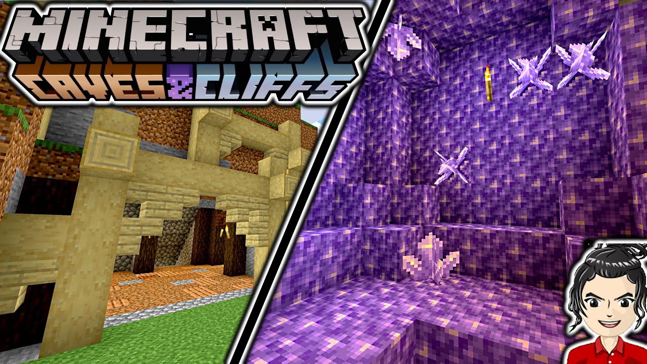 🎩Finding Amethysts, Geodes & Medieval Mine 🎩 Minecraft 1.17 Caves ...