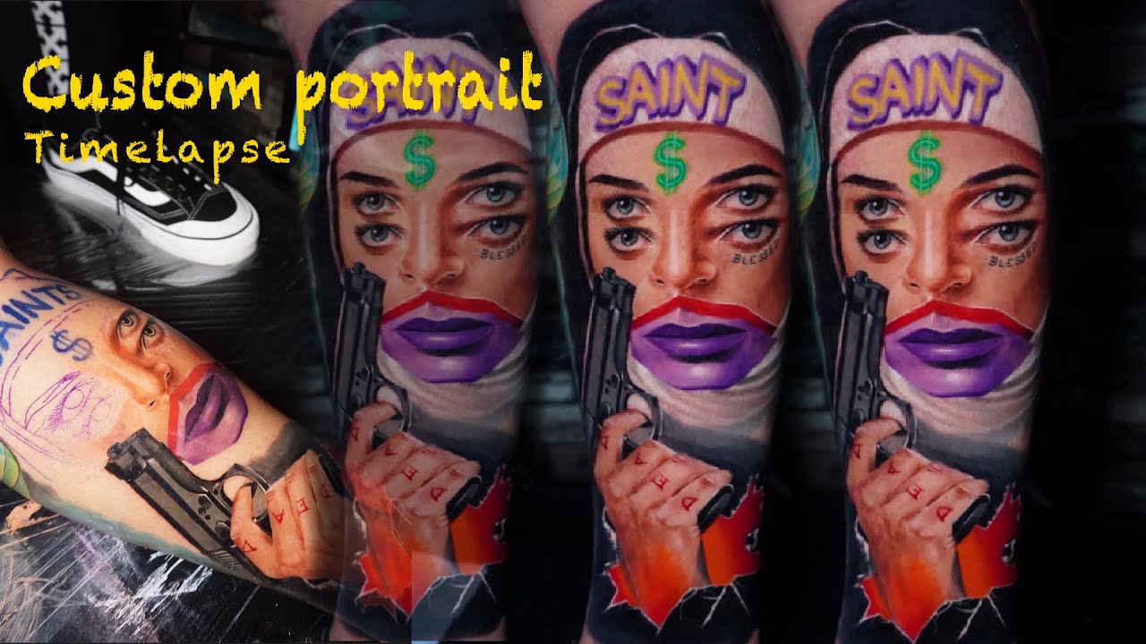 Custom NUN tattoo/ portrait nun tattoo timelapse/ realisticportrait ...