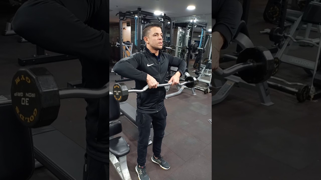 Ez bar upright row - YouTube