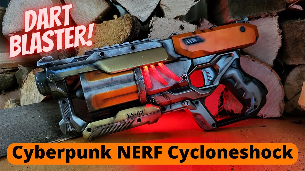 Cyberpunk LARP NERF Cycloneshock LS-93 Mod ~ Epic paint job & LEDs ...