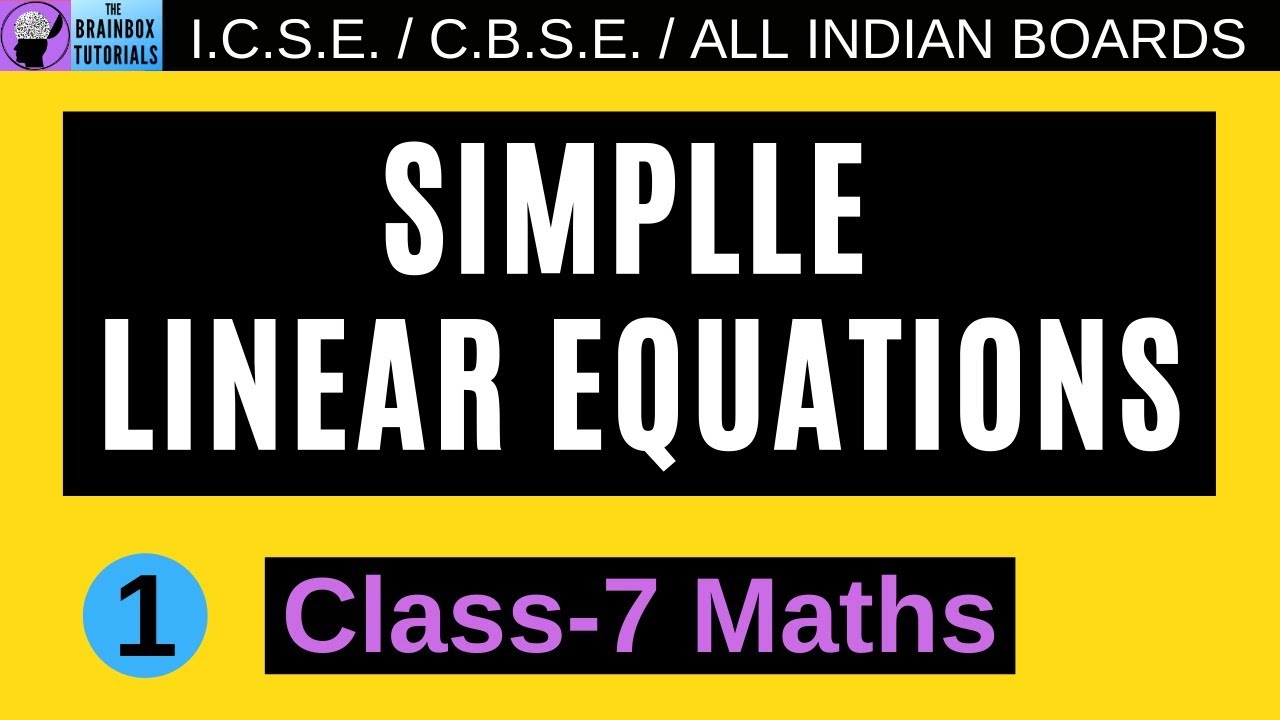 Simple Equations l Linear Equations l Class 7 Maths l Part 1 - YouTube