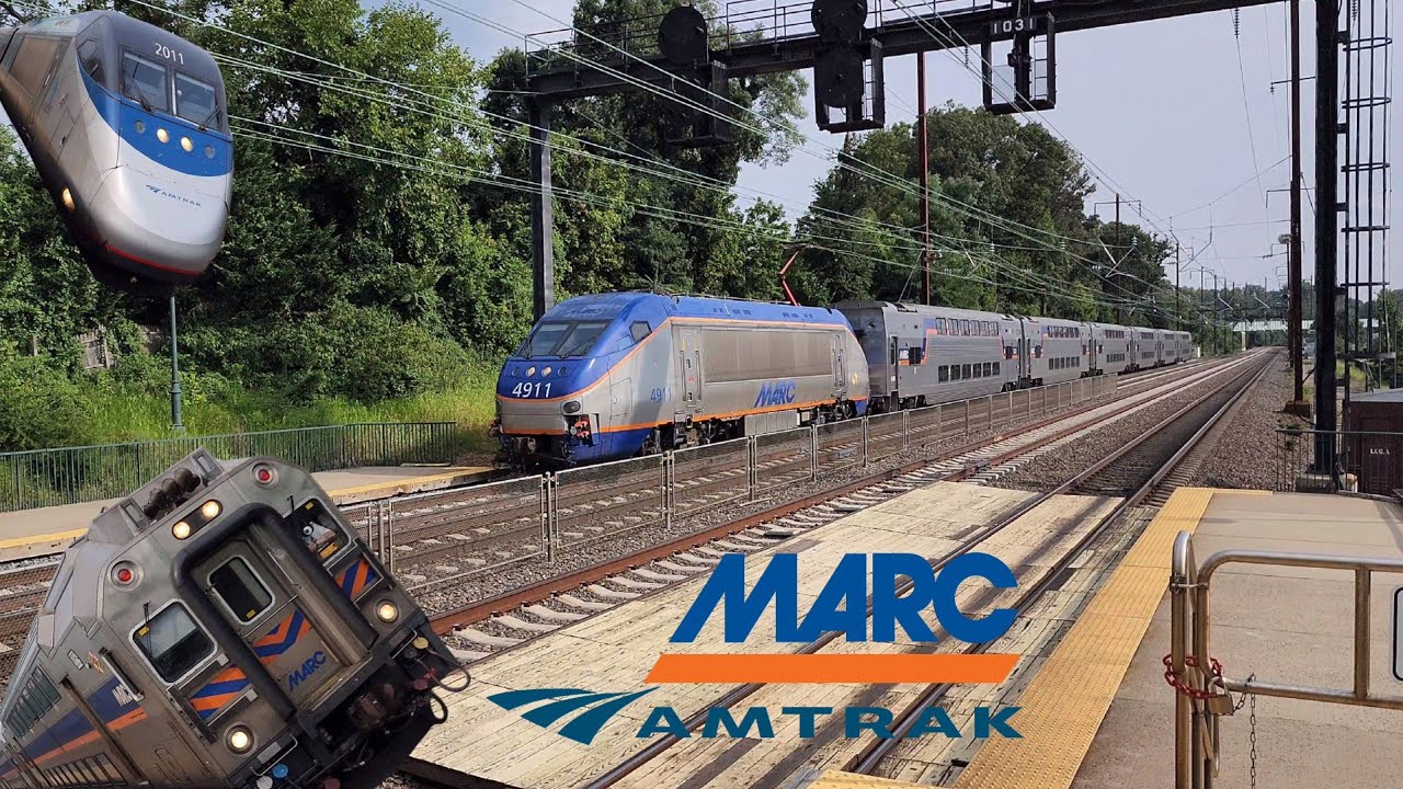MARC & Amtrak High Speed at Halethorpe Station FT: HHP-8, Some Horn ...