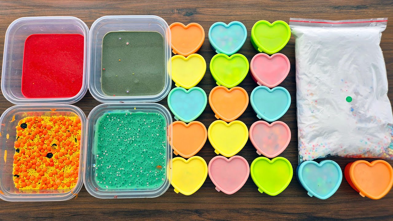 Making Slime Smoothie with Old Slimes and Crunchy Fluffy Stuff - YouTube