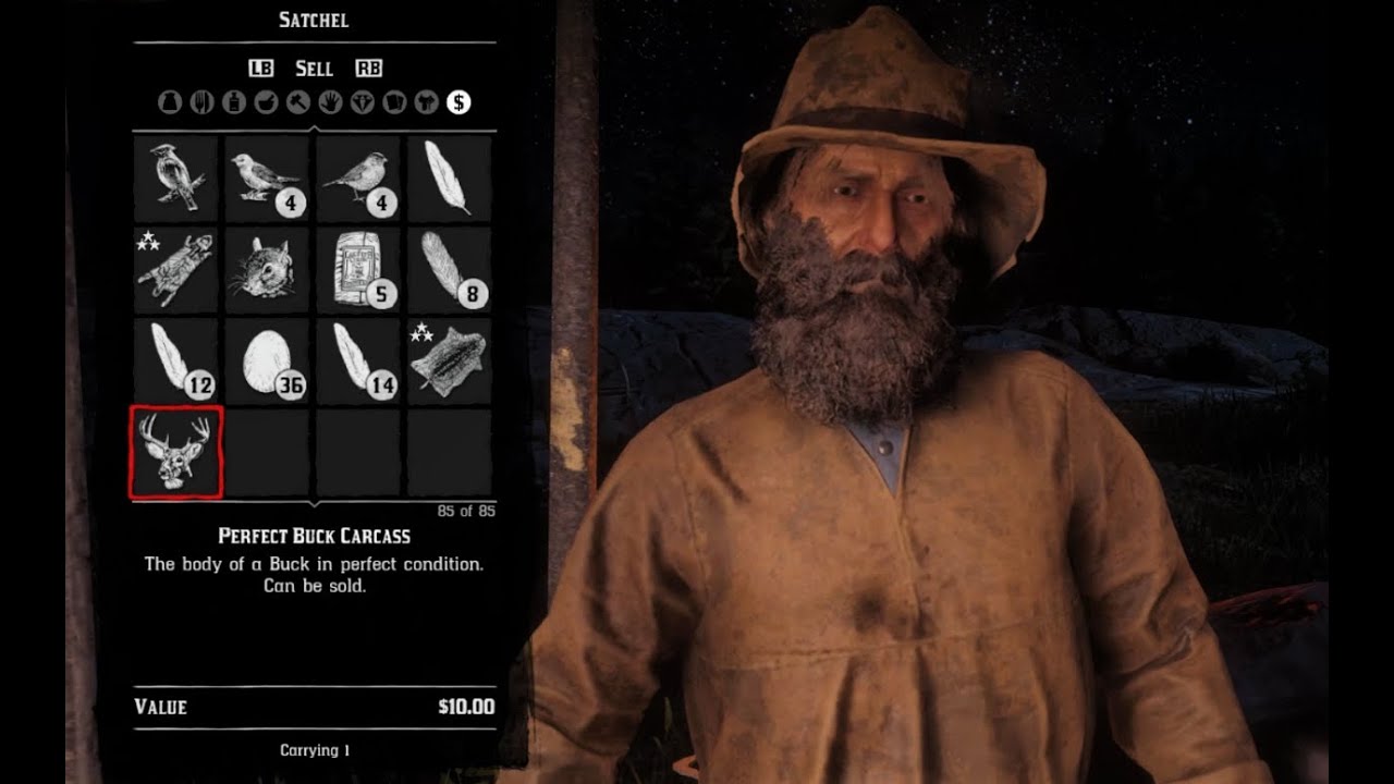 RDR2- Perfect Buck Carcass for 10? So Pirce Fluctuates at Trapper ...
