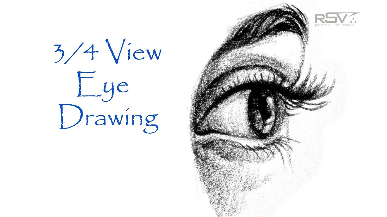 how to draw eye 3/4 view in black pencil || pencil sketch || black and ...