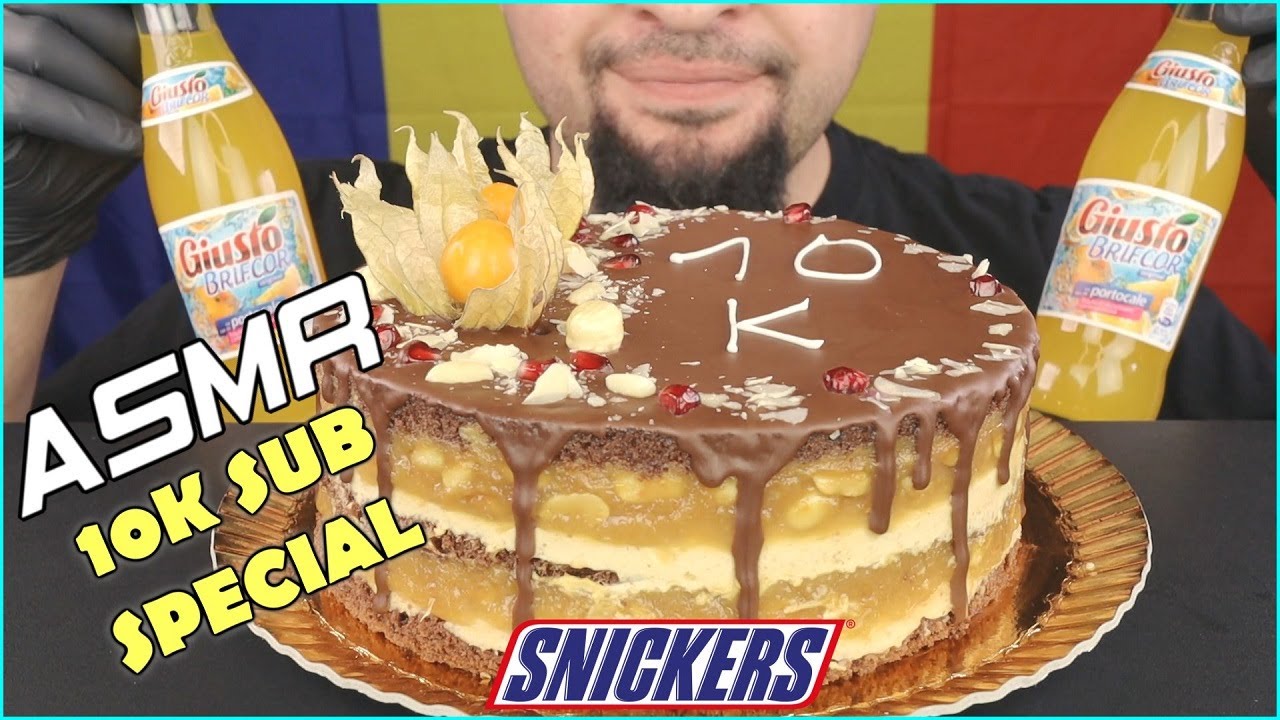 [ASMR] 💪10K ️ Subs 🎂 Tort Snickers & Brifcor (fara vorbe) MUKBANG 🇷🇴 ...