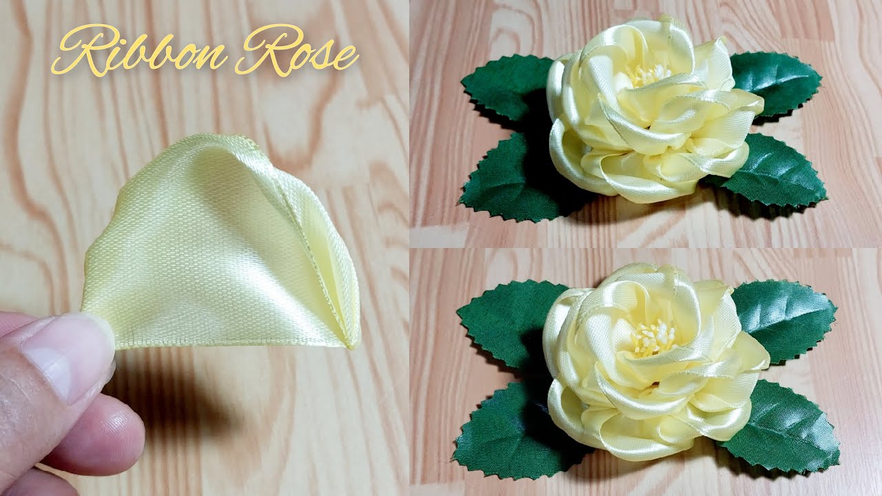 Easy Ribbon Flower/Hand sewing Tricks With Ribbons/Ribbon Work/Ribbon ...