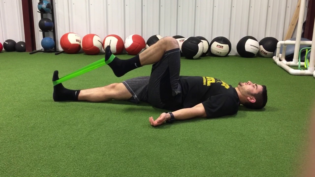 Supine Banded Hip Marches - YouTube