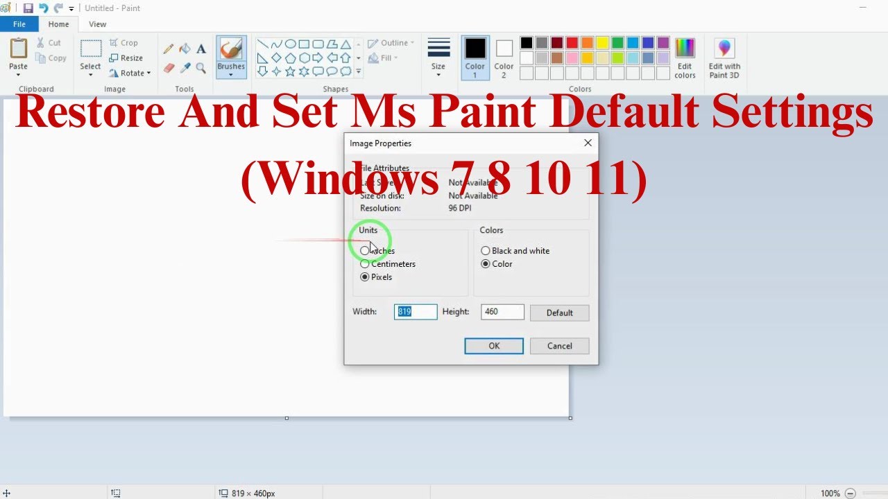 How To Restore And Set Ms Paint Default Settings (Windows 7 8 10 11 ...
