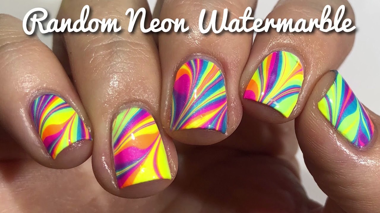 Random Neon Watermarble using Native War Paints polishes - YouTube
