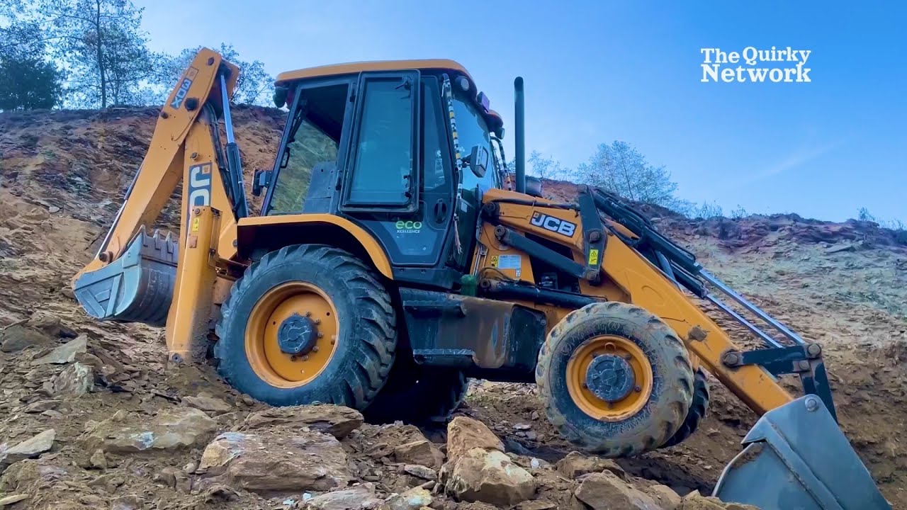 JCB Backhoe: Working at the Hilltop | Mountain Road Construction - YouTube