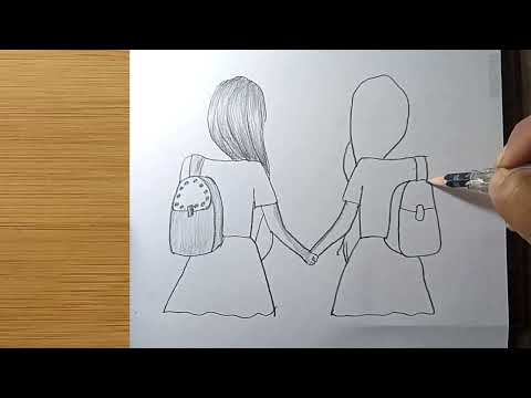 How to Bestie Drawing Tuturial || Very Easy Drawing Step by Step 💓💓 ...