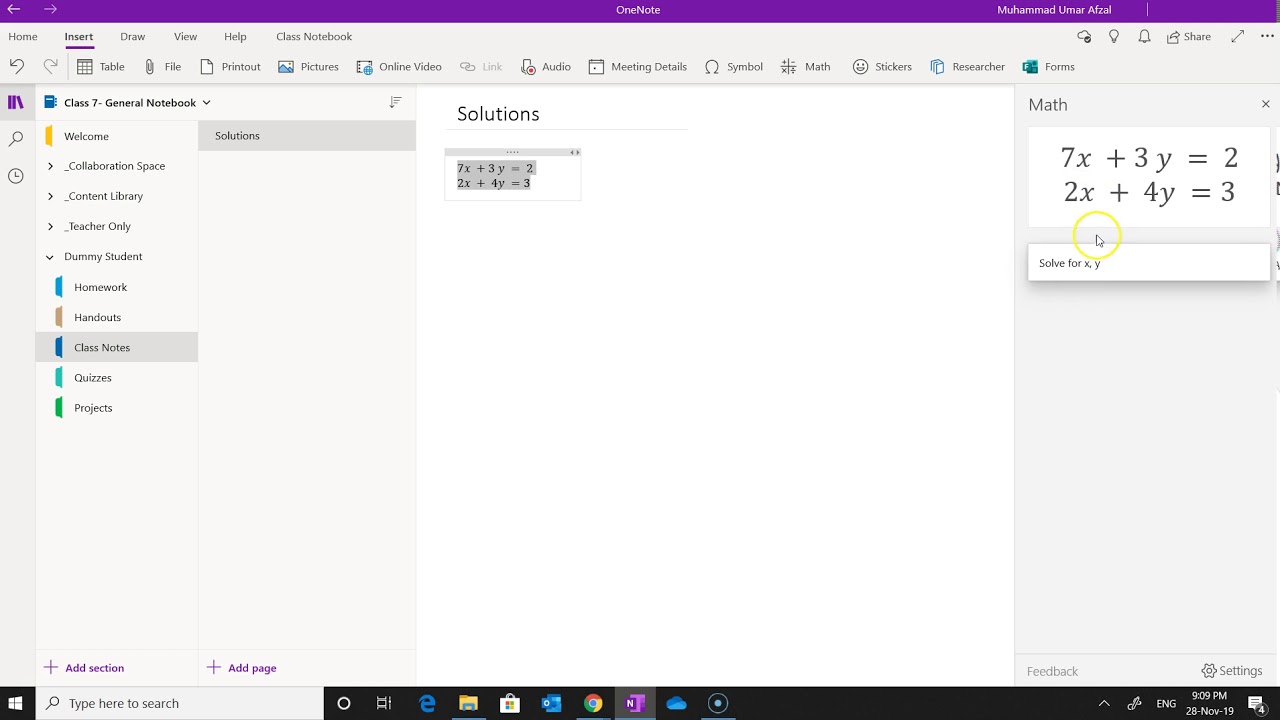 Exploring Math option in Microsoft OneNote - Math Tool to solve ...