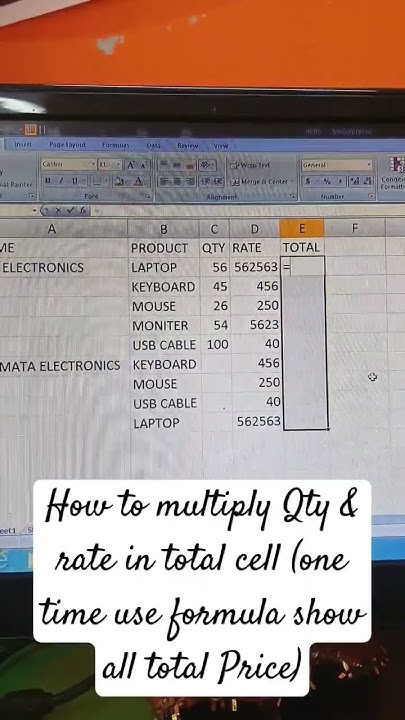 How to multiply Qty & rate in total cell (one time use formula show all total Price)like ...