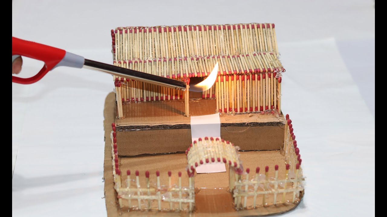 How to Make Match House Fire at Home | Match Stick House 2019 - YouTube