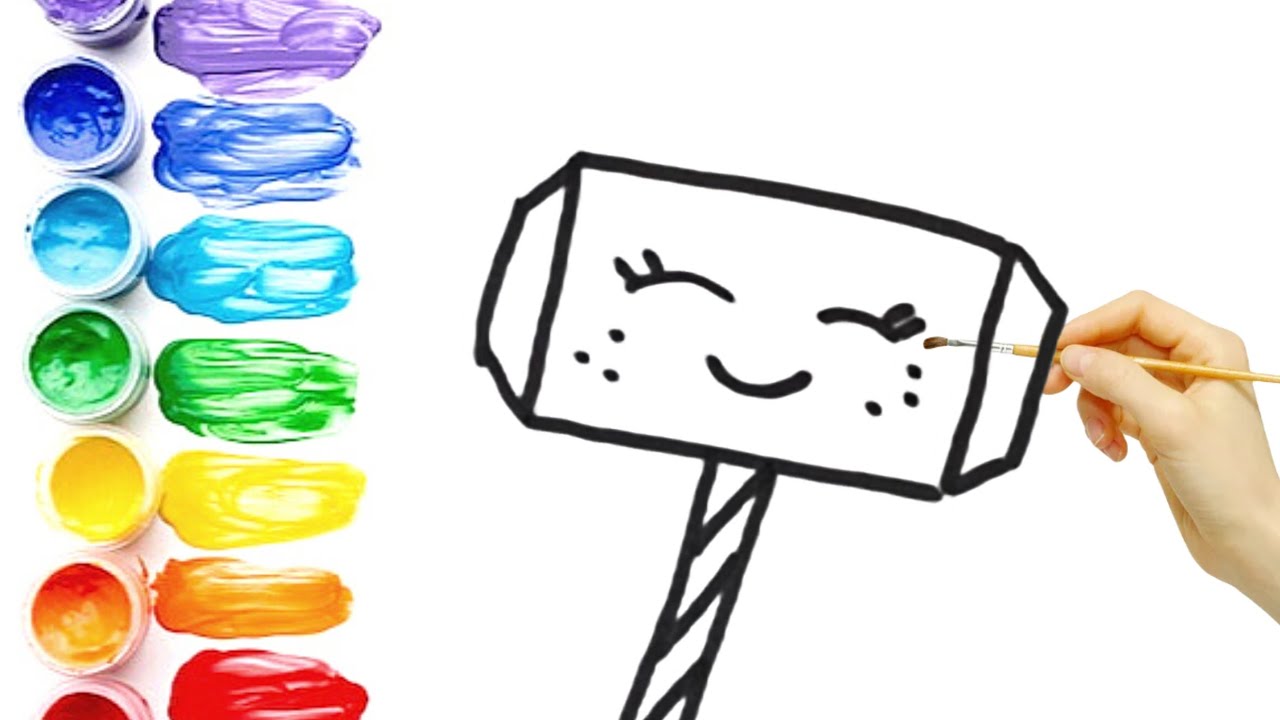 Draw Cute Hammer easy step by step How to draw easy Coloring and ...