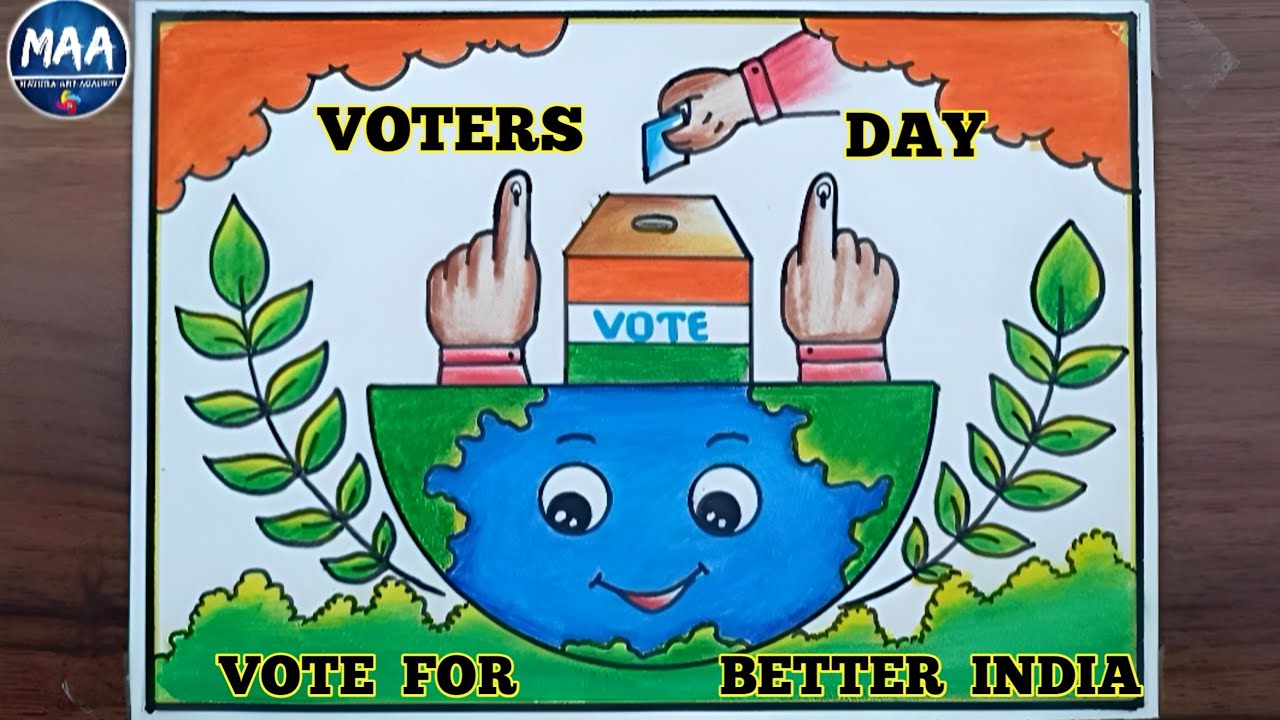 National Voters Day Drawing | मतदाता जागरूकता ड्रॉइंग | Voters Day ...