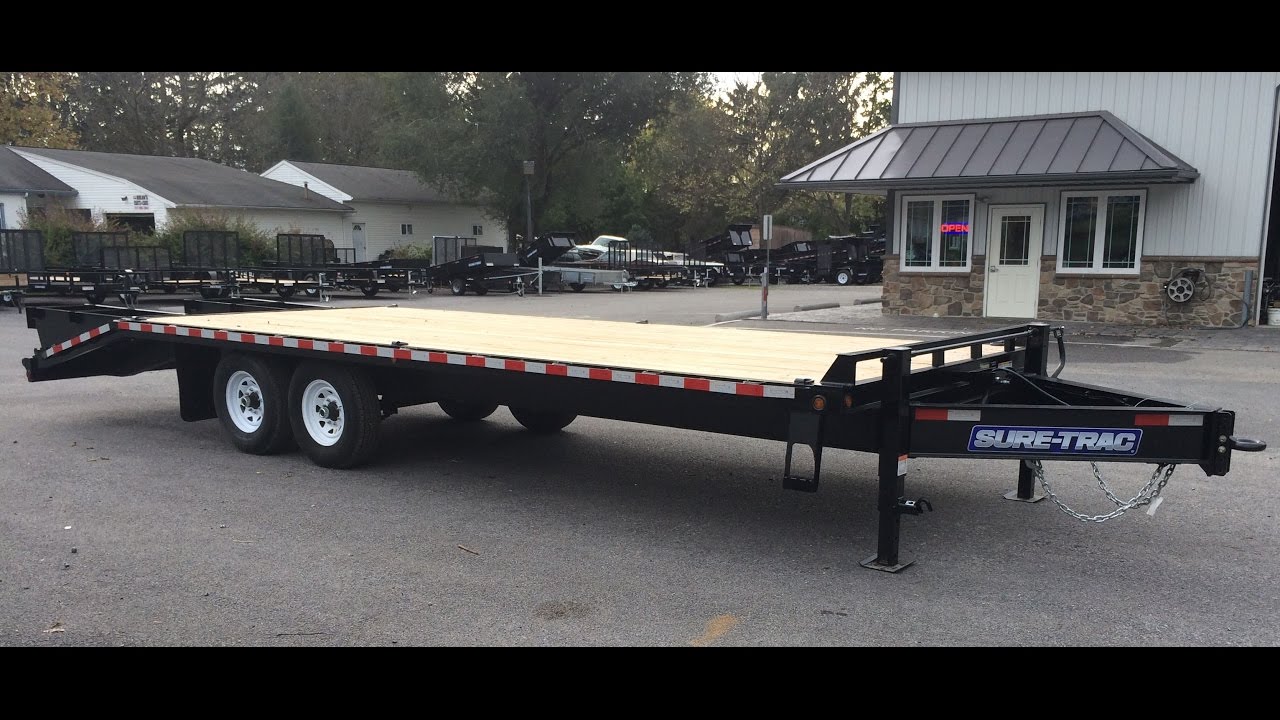 Sure Trac Low Profile Beavertail Deckover Flatbed Trailer 102x20+5 ...