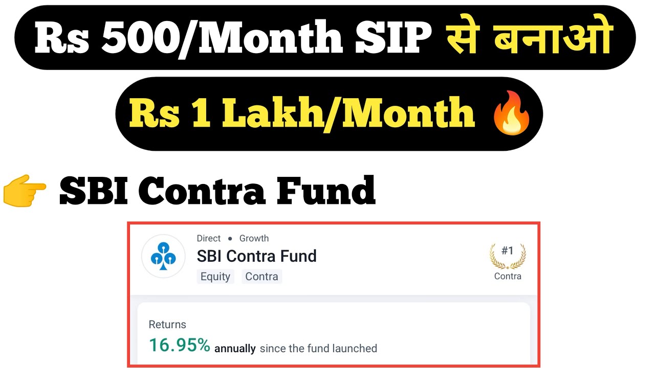 Rs 500/Month SIP से बनाओ Rs 1 Lakh/Month 🔥| SBI Contra Fund | SIP ...