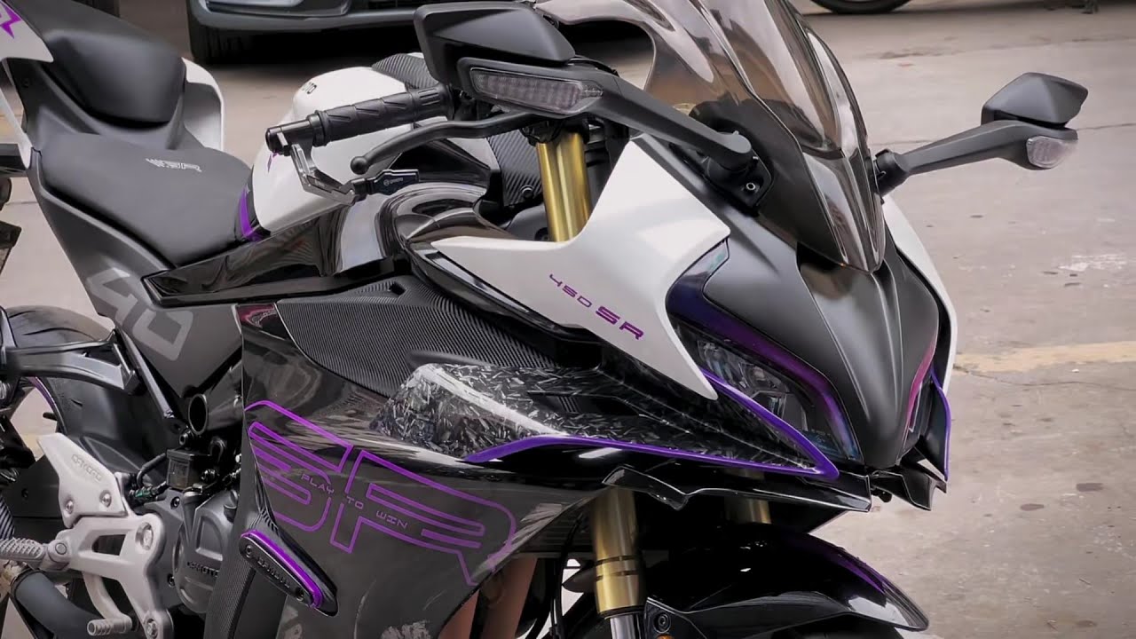 The new 2024 CFMOTO 450sr wind shield modified swing arm | cf ...