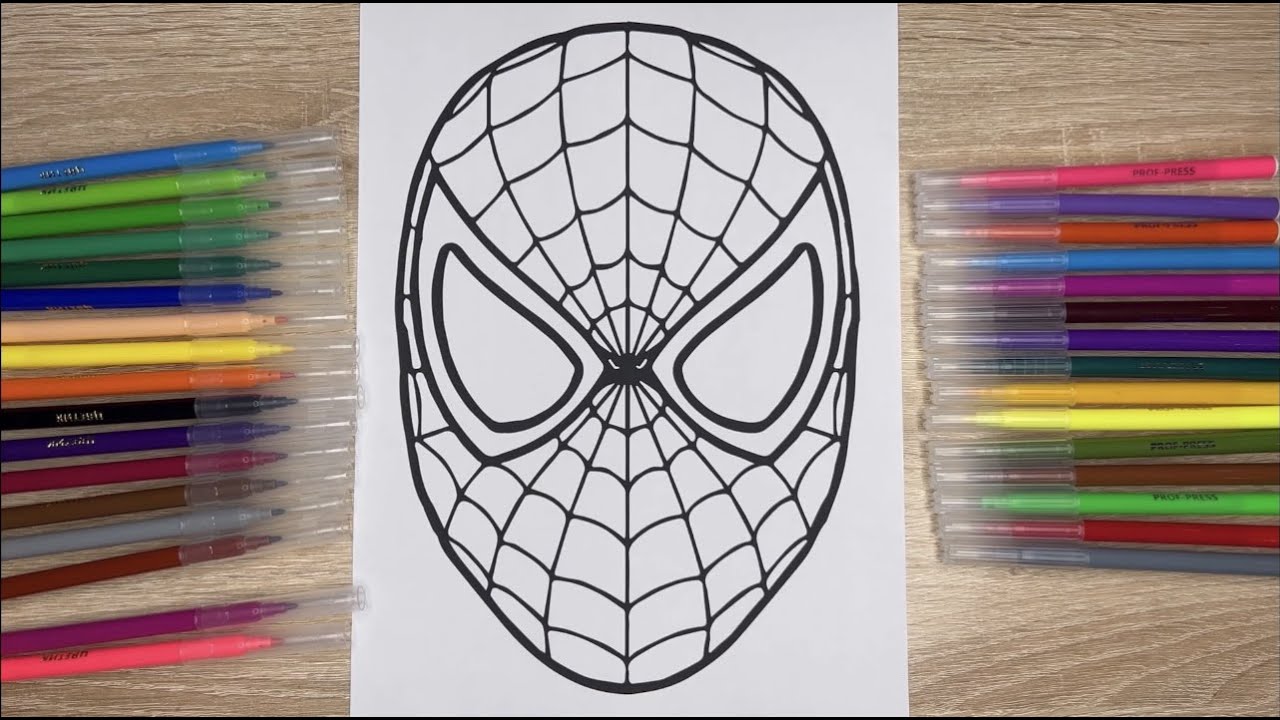 Spiderman mask coloring book\Spiderman mask coloring page - YouTube