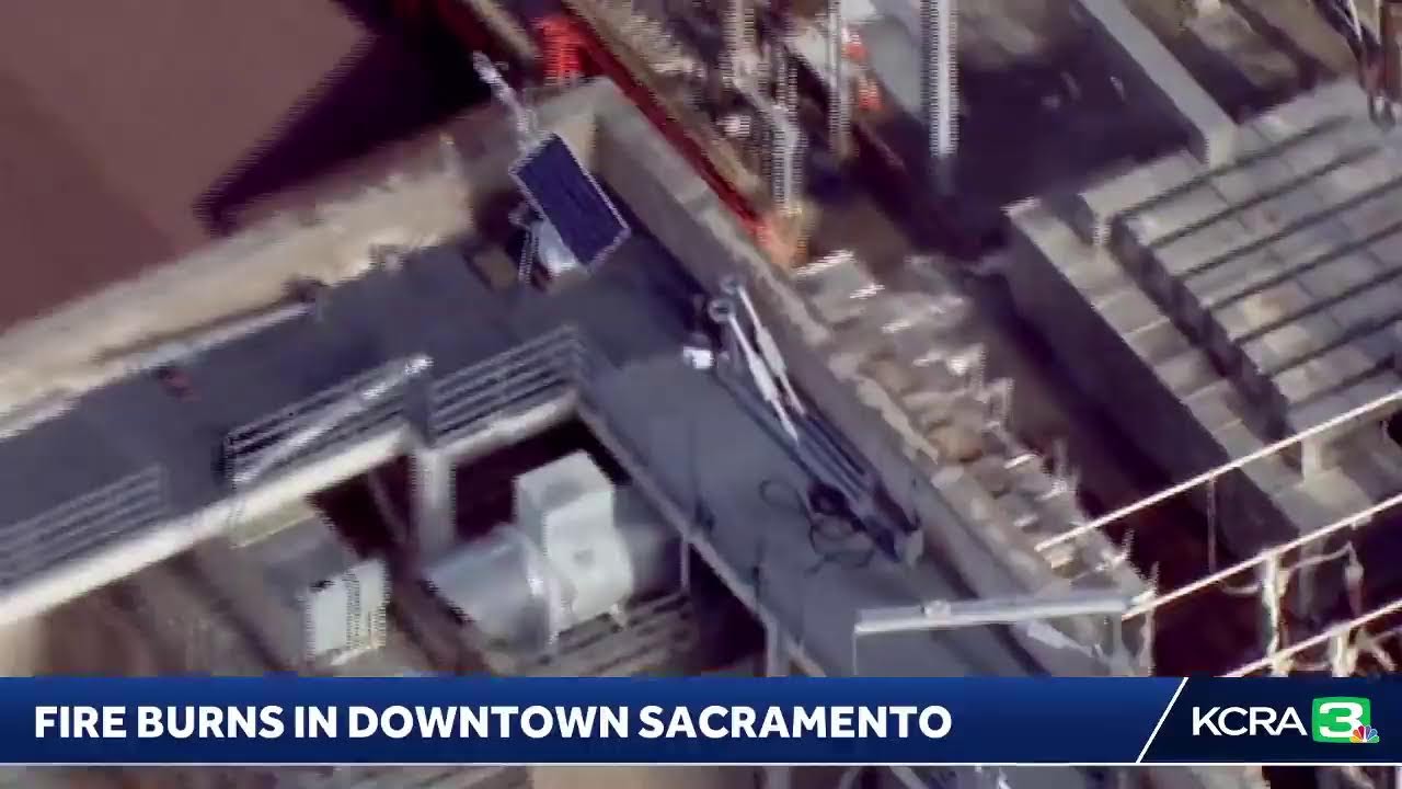 Our sky camera shows a fire burning in downtown Sacramento - YouTube