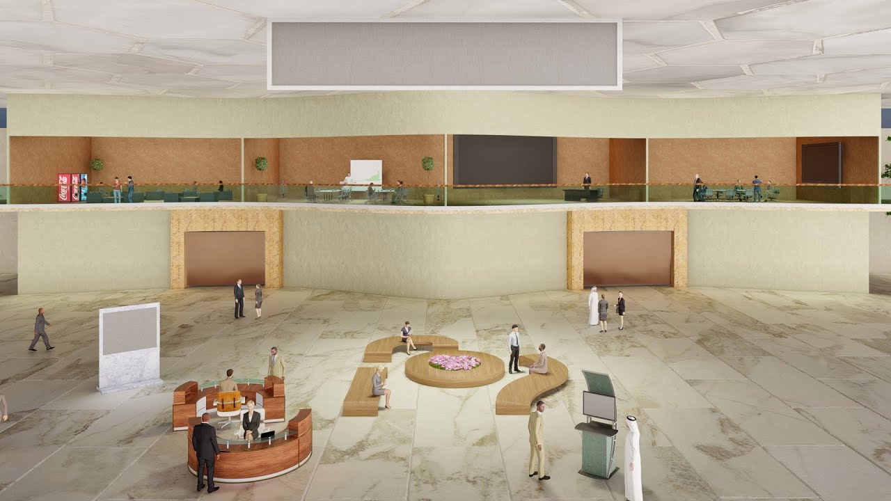 3d scene of lobby interior ready for virtual events - YouTube