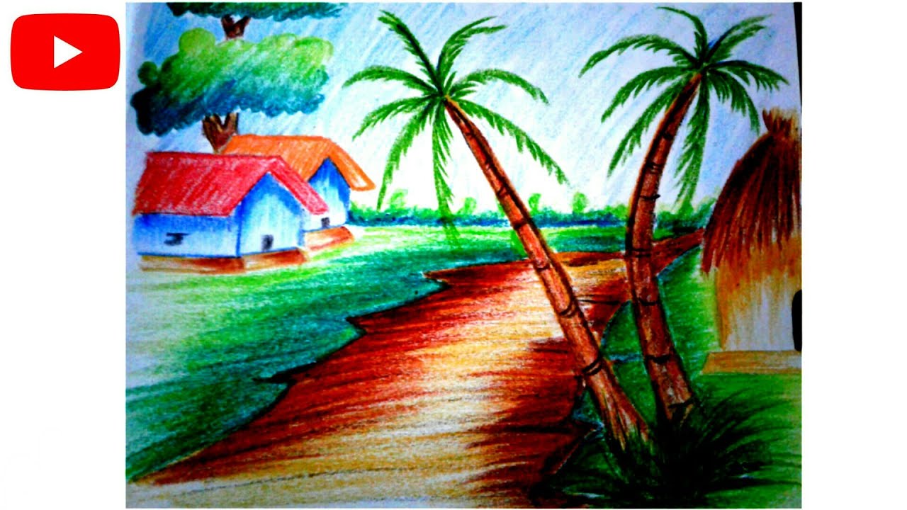 How to draw natural scenery - YouTube