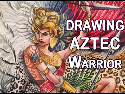 DRAWING AZTEC WARRIOR l Painting artwork l The Character Design ...