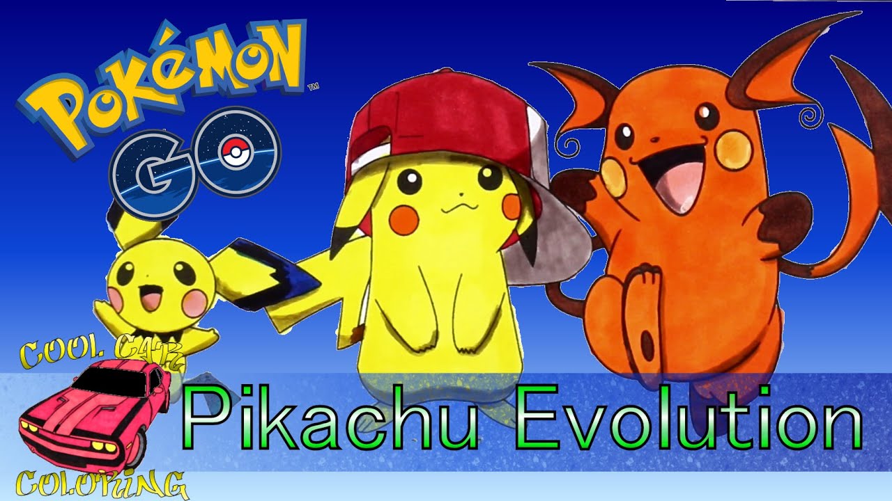 Pokémon GO!, "Pikachu Evolution" Coloring With Alcohol Markers - YouTube