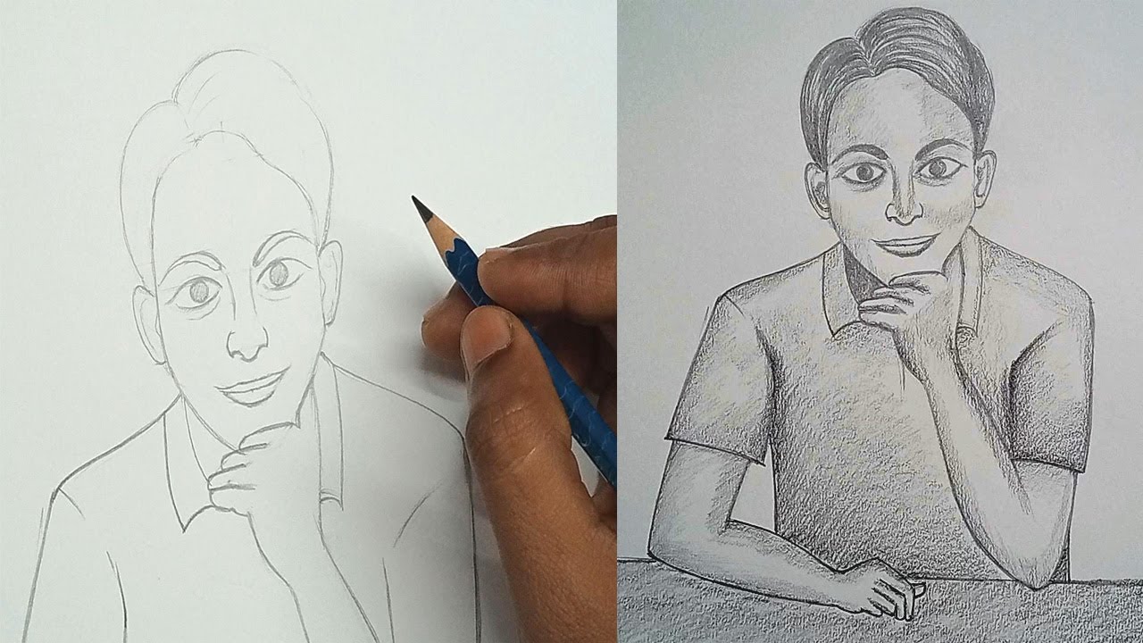 How To Draw Man With Hand Over His Mouth Pencil Sketch. - YouTube