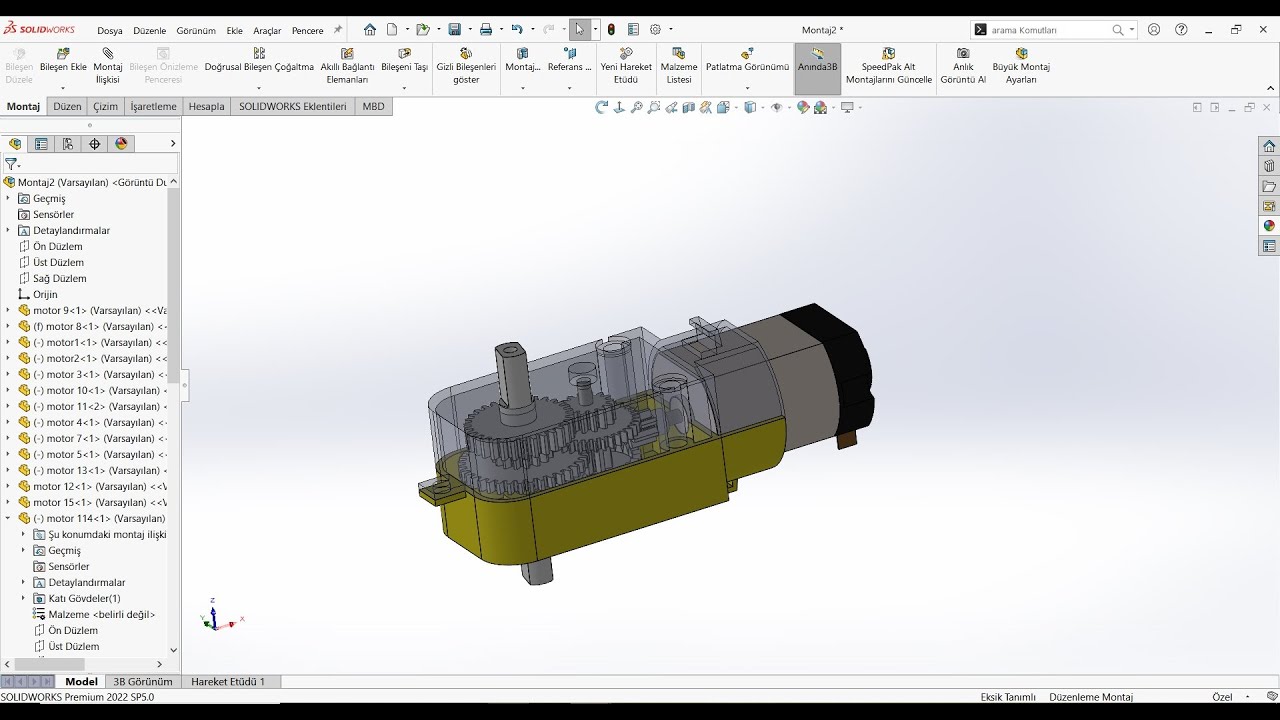 SolidWorks ile redüktörlü motor çizimi 1. - YouTube