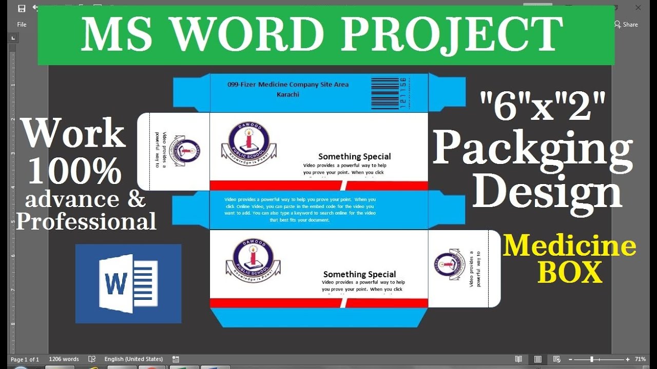 medicine packaging design MS word - YouTube