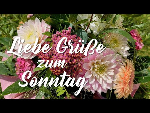 Von Herzen liebe Sonntagsgrüße mit schönen Blumen für dich