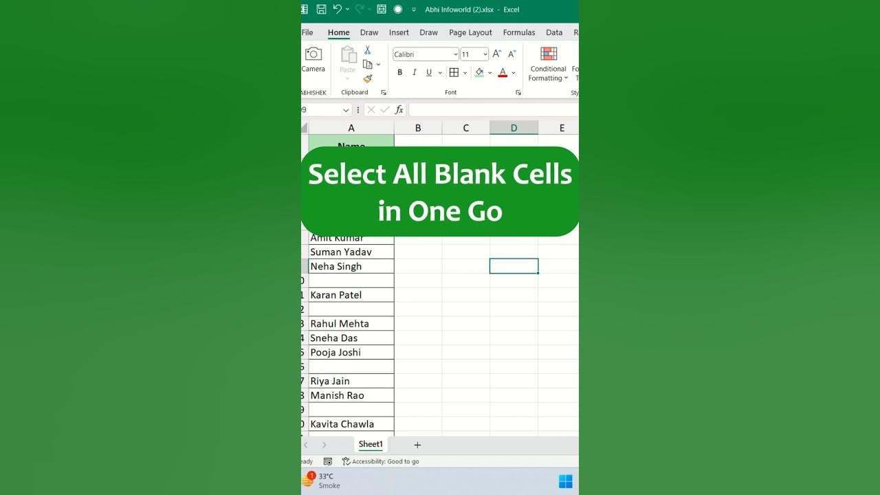 How to Select only Blank Cells In Excel #shorts #shortsfeed # ...
