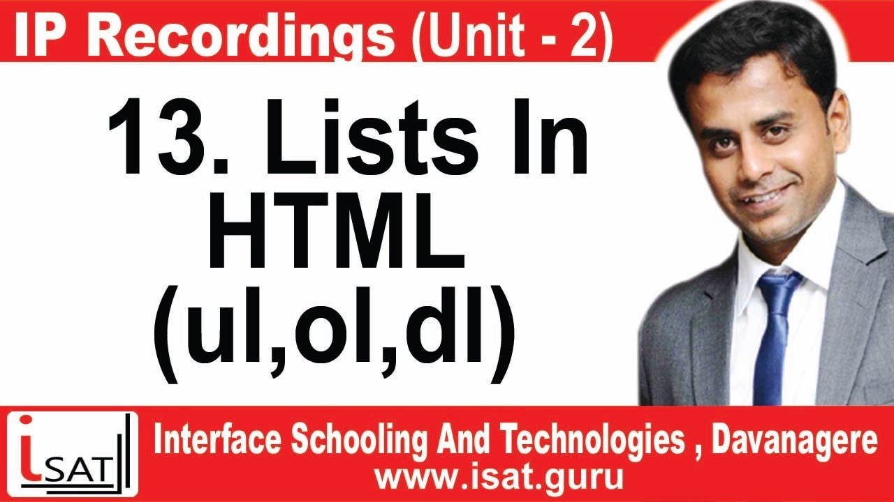 13. List In HTML (ul, ol, dl) - YouTube