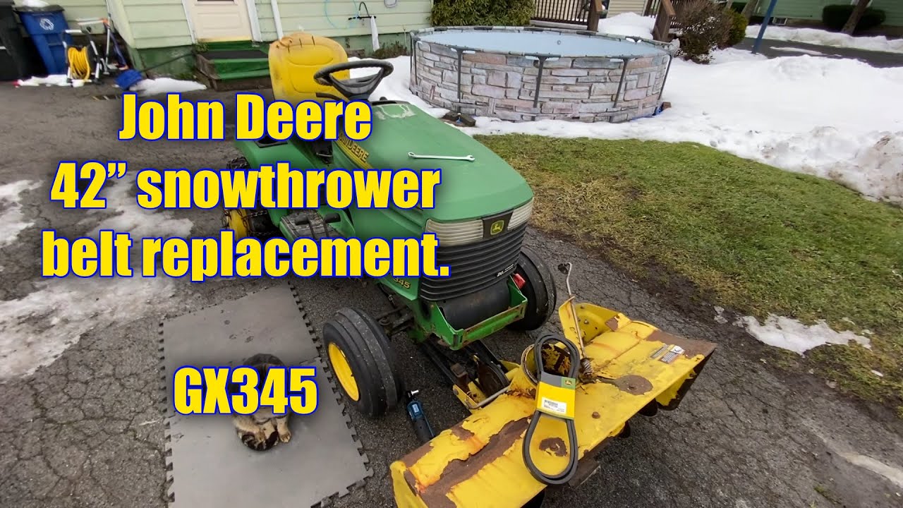 John Deere 42” snow thrower belt replacement for GX345 - YouTube