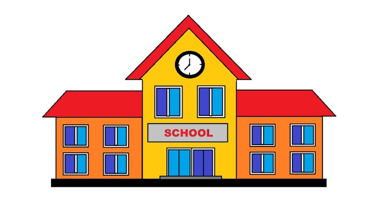 MS Paint school drawing on computer | How to draw an easy house | MS ...